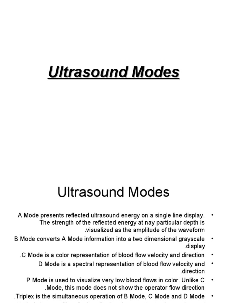 Overview of Ultrasound Imaging Modes | PDF | Medical Ultrasound ...