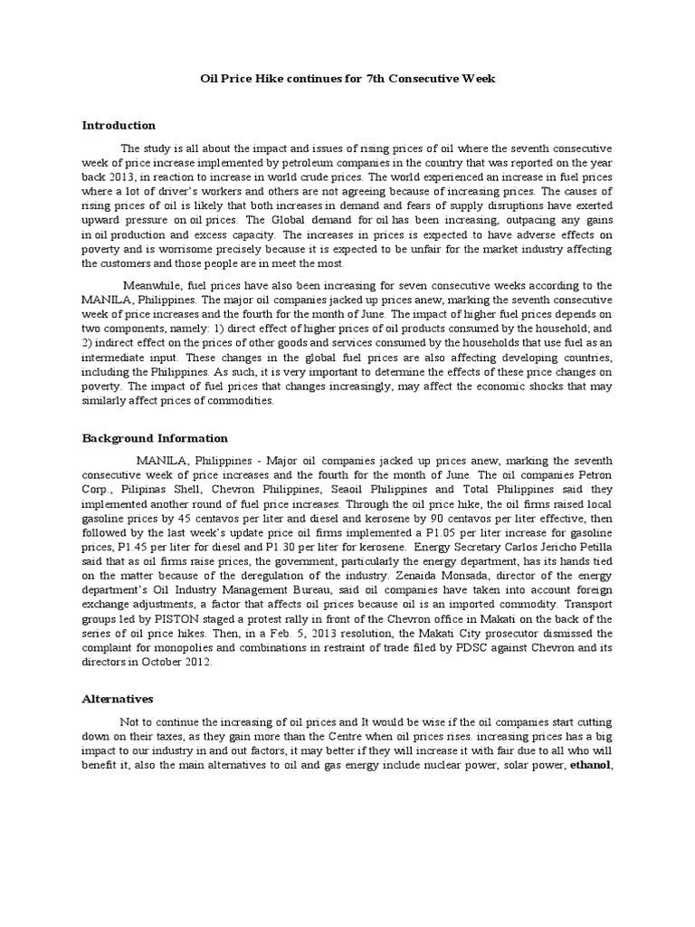 Case Study No.1 | PDF | Price Of Oil | Petroleum