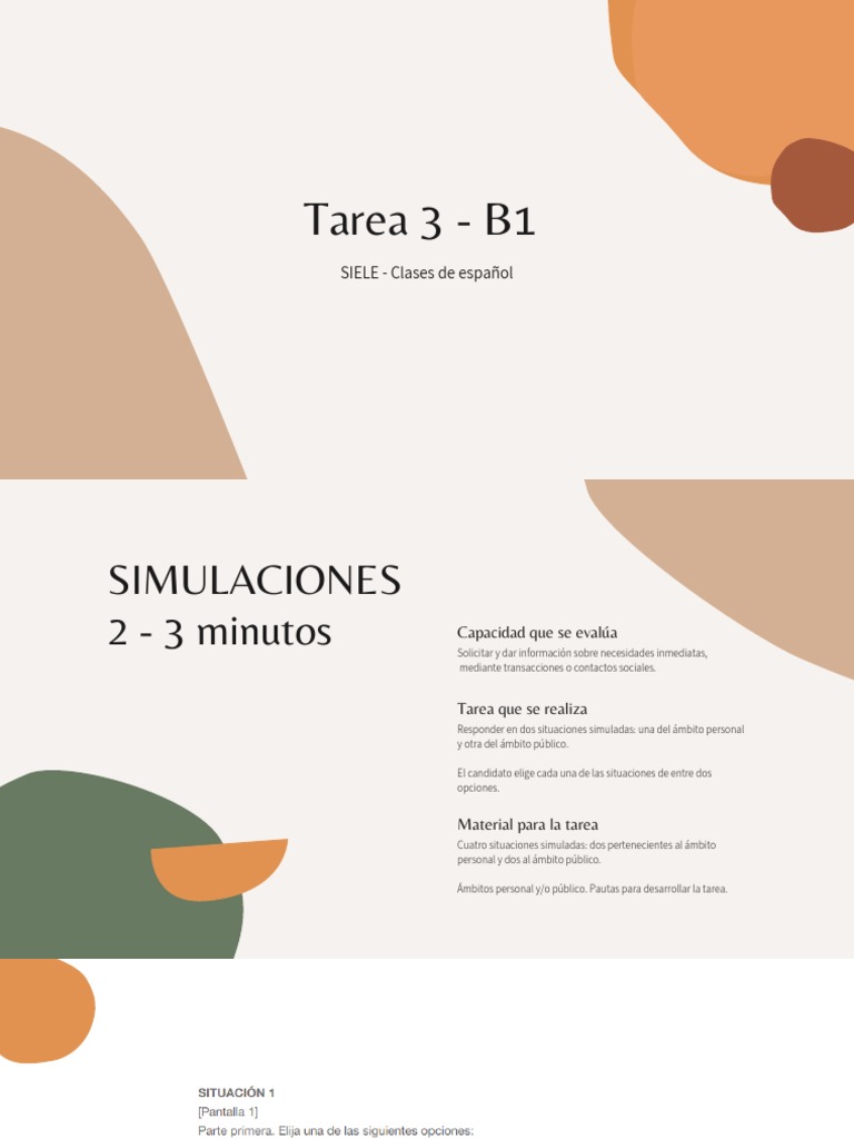 Simulaciones de Conversación en Español B1 | PDF