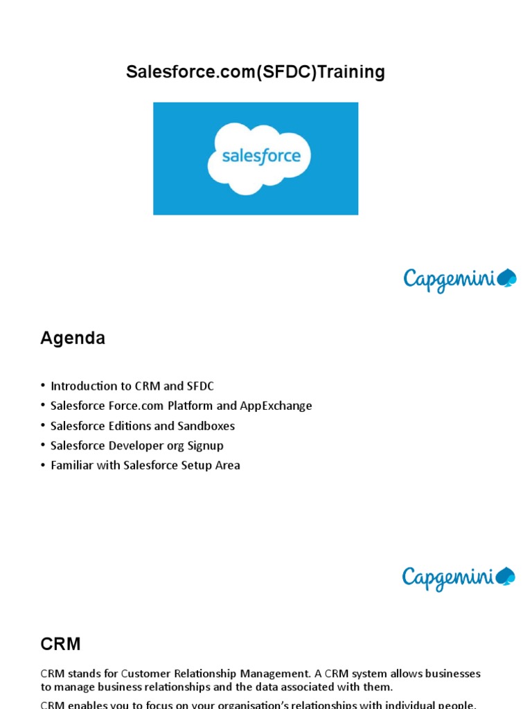 Salesforce Training - Basics | PDF | Customer Relationship Management ... Salesforce Training - Basics | PDF | Customer Relationship Management ...