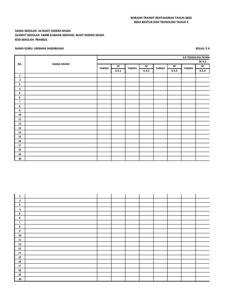 Rekod Transit RBT THN 5 2022 | PDF