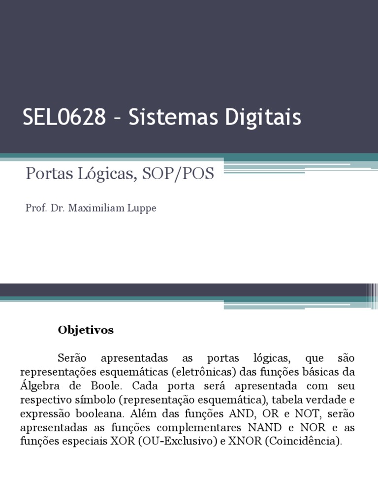 04-SEL0628 - Sistemas Digitais - Portas Lógicas, SOP e POS | PDF