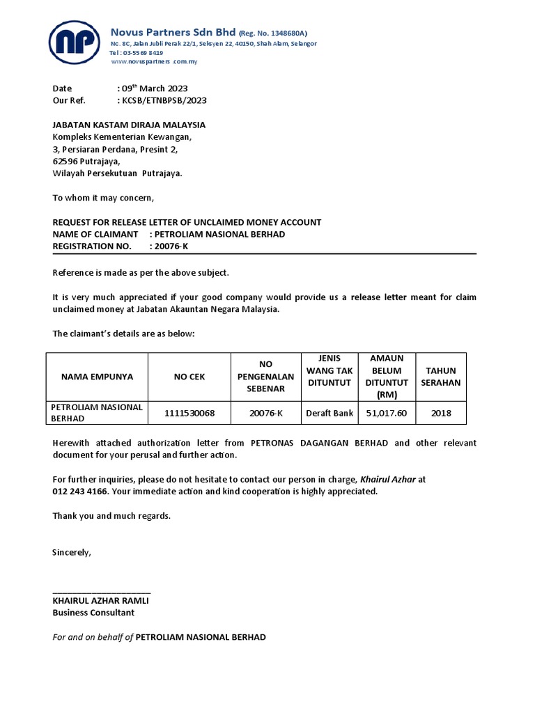 Request Release Letter | PDF