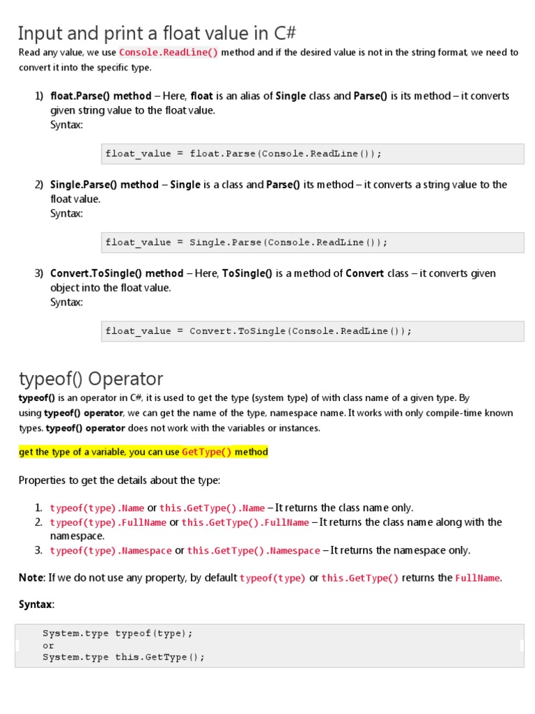 Unit2 2 Pdf C Sharp Programming Language Programming