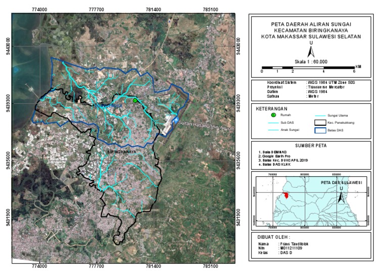 Peta Daerah Aliran Sungai Kecamatan Biringkanaya Kota Makassar Sulawesi ...