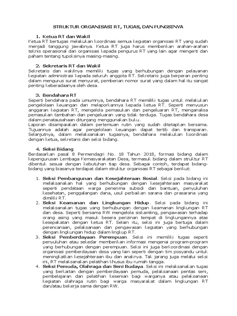 Struktur dan Tugas Pengurus RT | PDF | Ilmu Sosial