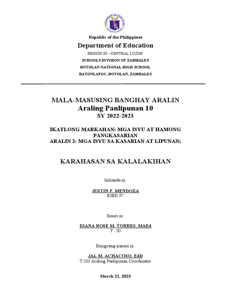 Karahasan Sa Kalalakihan SLP | PDF