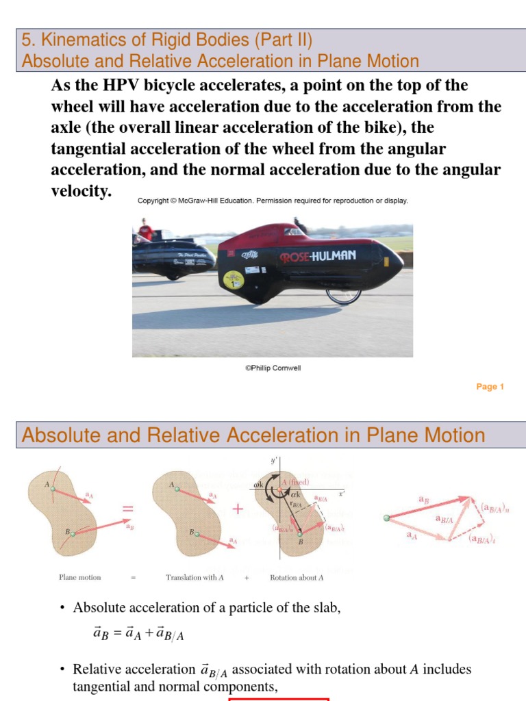 Kinematics of Rigid Bodies (Part II) Absolute and Relative Acceleration ...