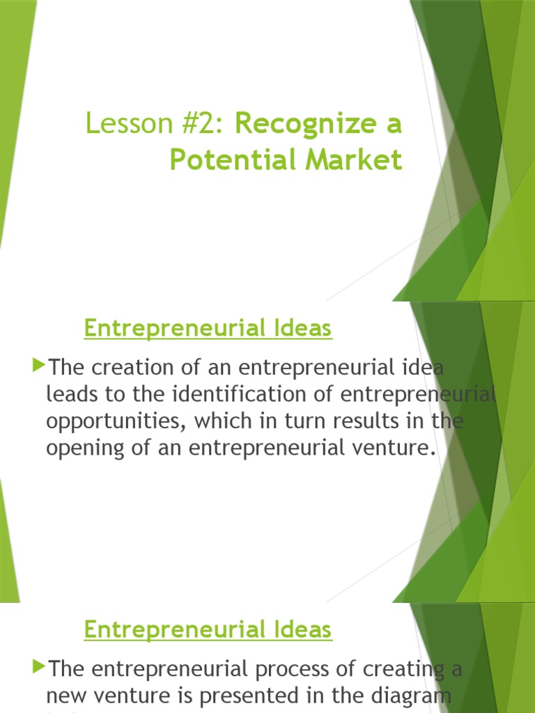 Lesson #2 Recognize A Potential Market | PDF | Entrepreneurship ...