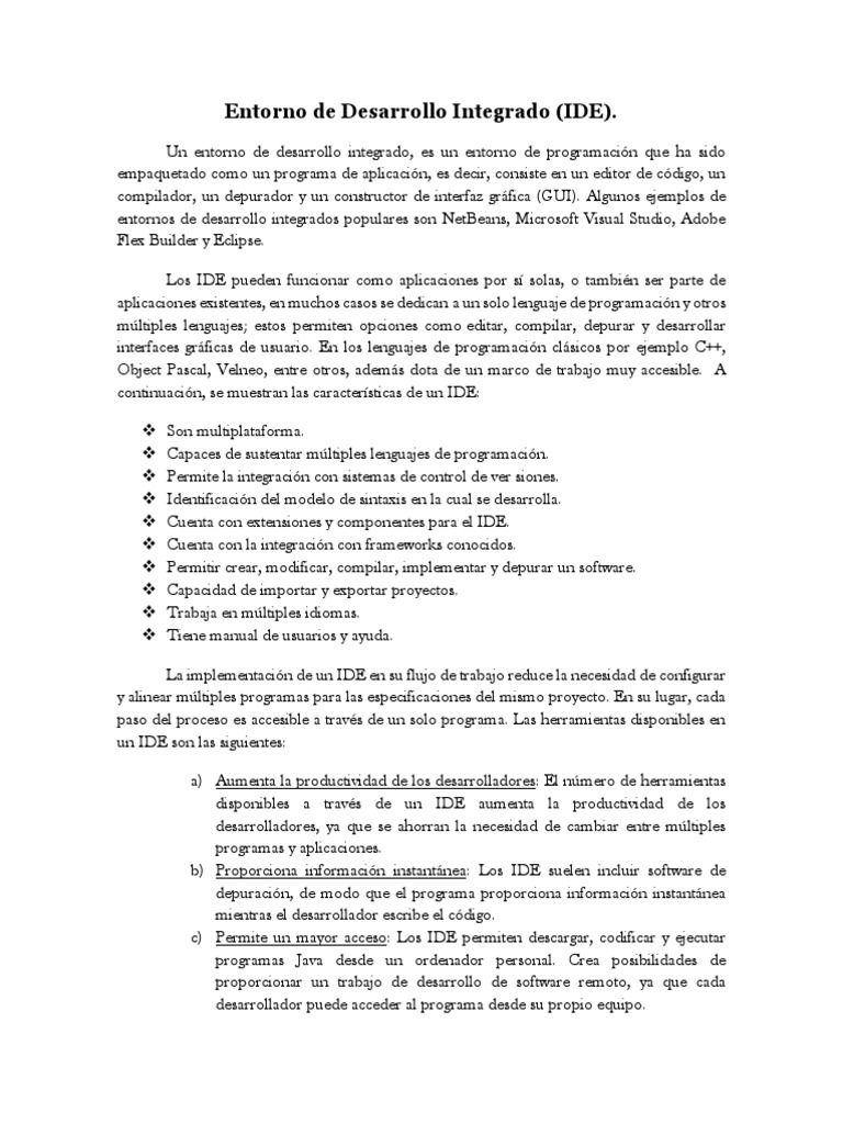 Entorno de Desarrollo Integrado | PDF | Arte | Informática