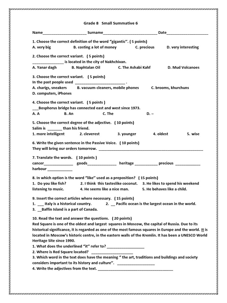 Grade 8 Small Summative 6 | PDF | Human Communication | Syntax