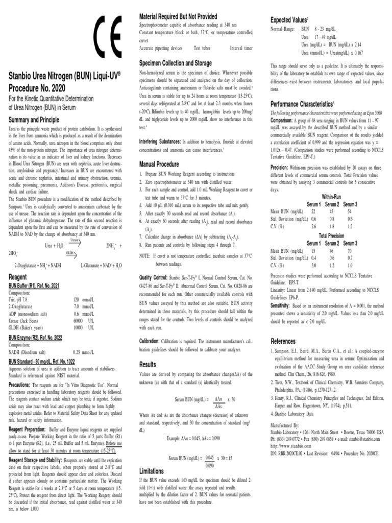 Stanbio BUN PDF | Download Free PDF | Urea | Magnesium