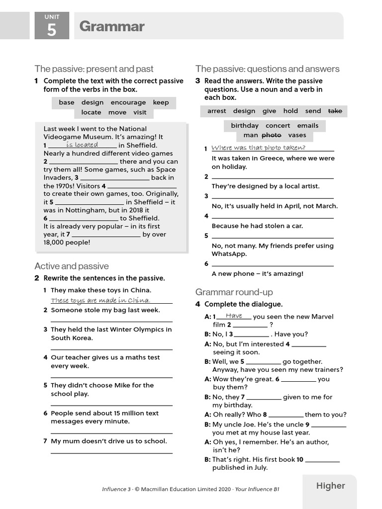 L3 B1 U5 Grammar Higher | PDF | Cognitive Science | Languages