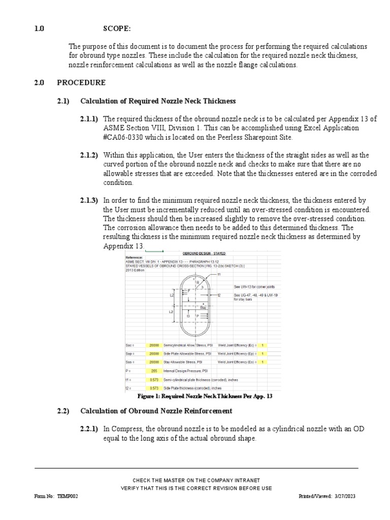 WI06-0260 Calculations For Obround Nozzle Connections | PDF | Bending ...