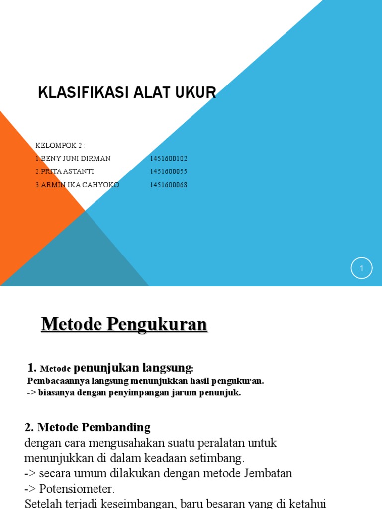 PTT KEL 2 Klasifikasi Alat Ukur | PDF