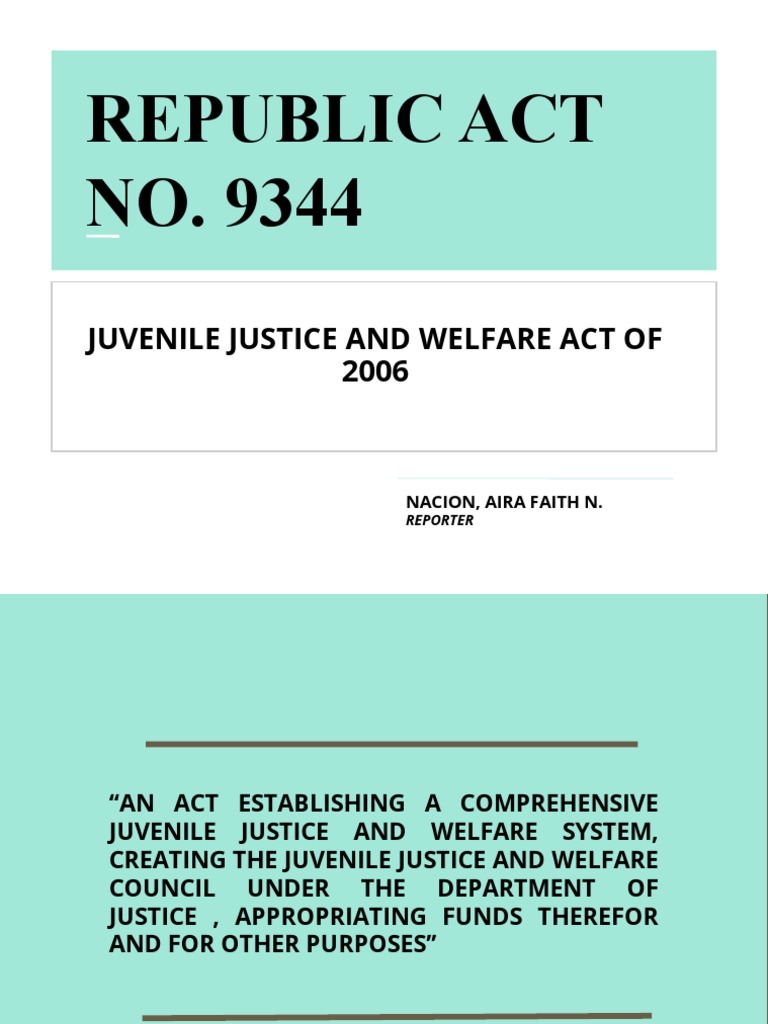 Republic Act No. 9344 | PDF | Juvenile Delinquency | Child Custody