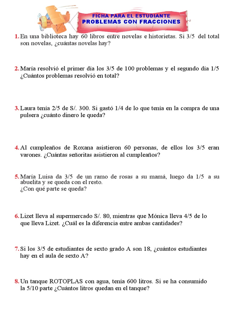 Problemas Con Fracciones | PDF