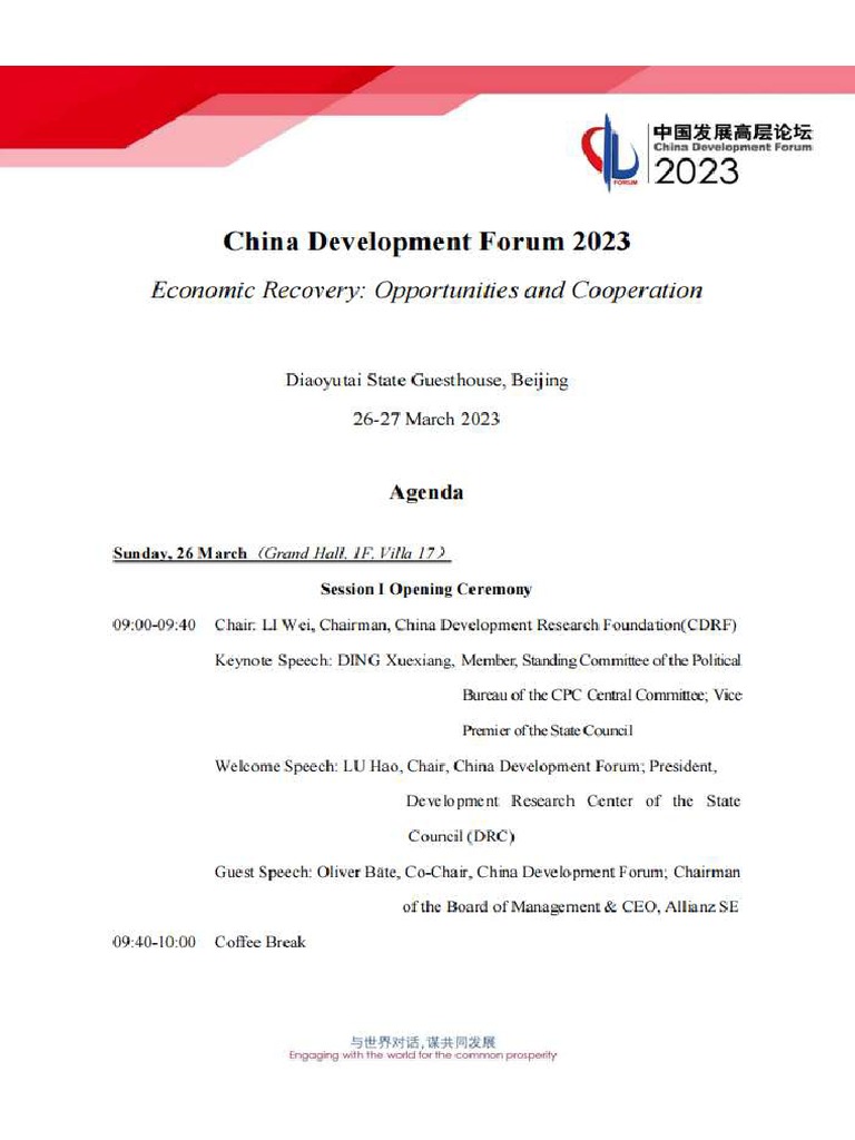 Agenda China Development Forum 2023 - Q Magazine | PDF