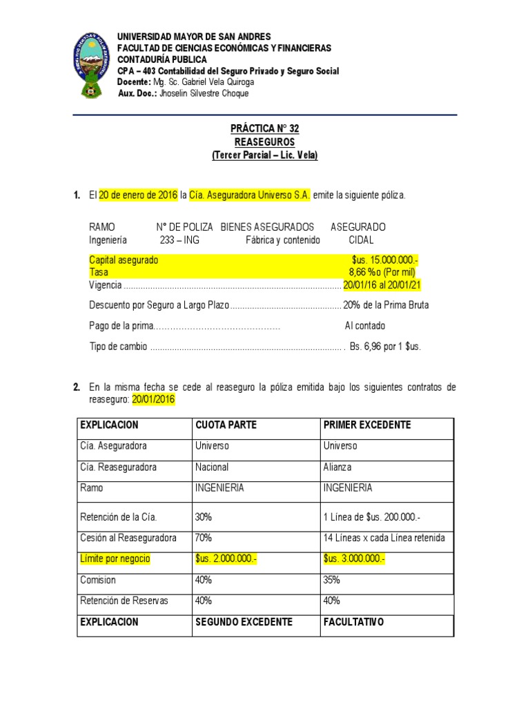 32 Reaseguros Tercer Parcial Pdf Reaseguro Derecho Empresarial 8927