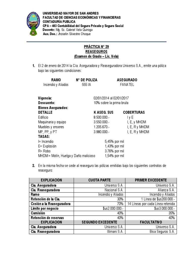 29 - REASEGUROS (Tercer Parcial) | PDF | Reaseguro | Seguro