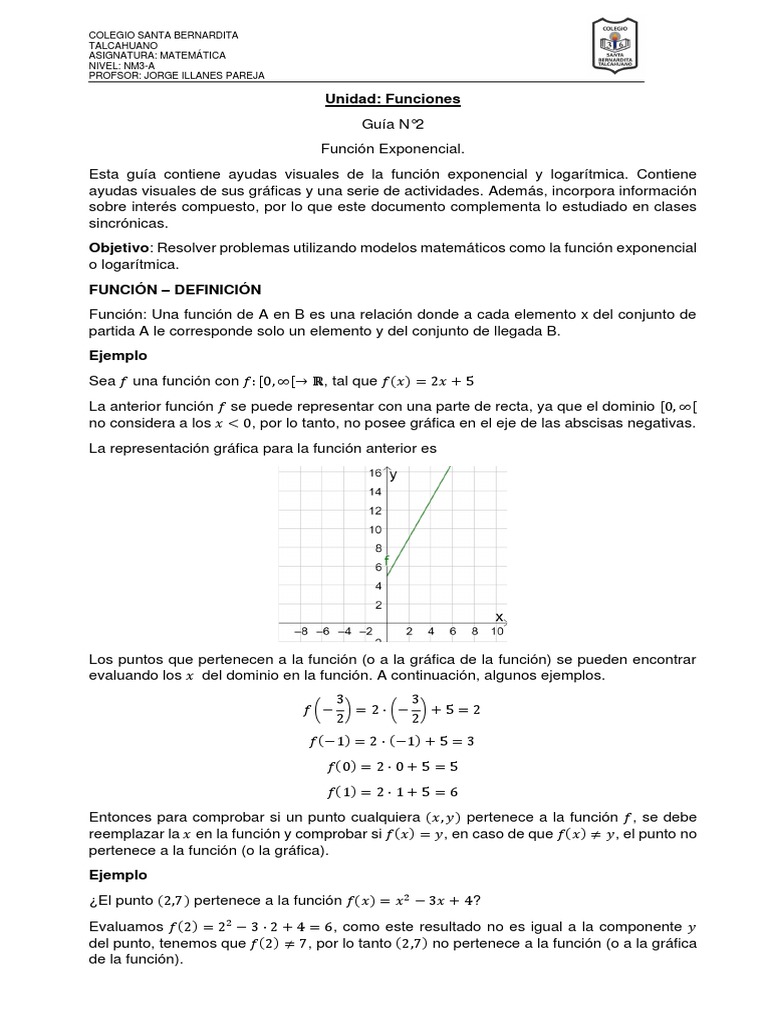 Guía 2 Funciones NM3 Matemática | PDF | Ph | Función (Matemáticas)