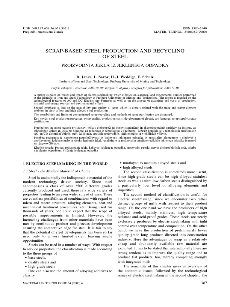 Scrap-Based Steel Production Insights | PDF | Steelmaking | Scrap