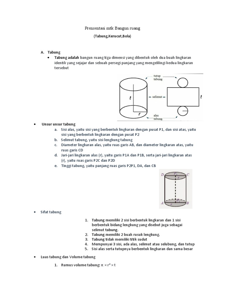 Sifat dan Rumus Tabung dalam Matematika | PDF