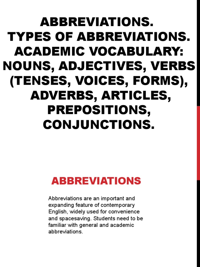 Тема 5. Abbreviations. Types of abbreviations. Academic vocabulary ...