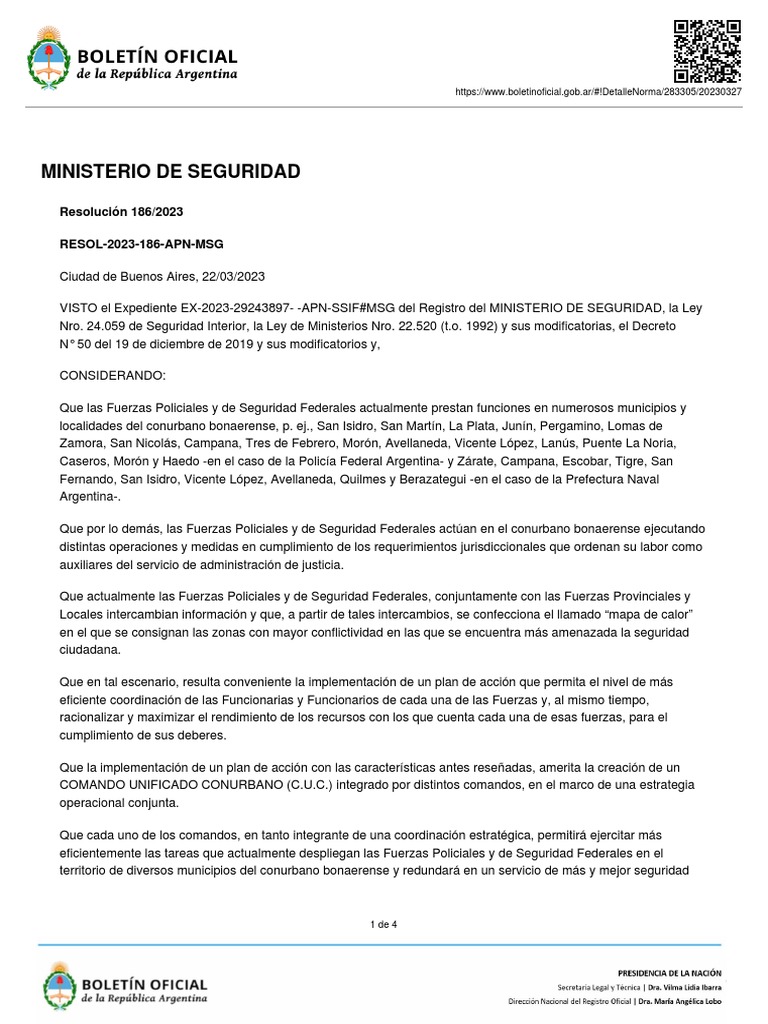 Resolución 186-2023 | PDF | Policía | Agencia de la ley