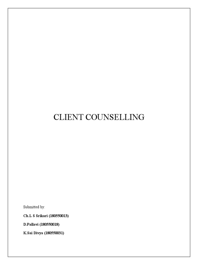 Client Counselling: Submitted by | Download Free PDF | Marriage | Divorce