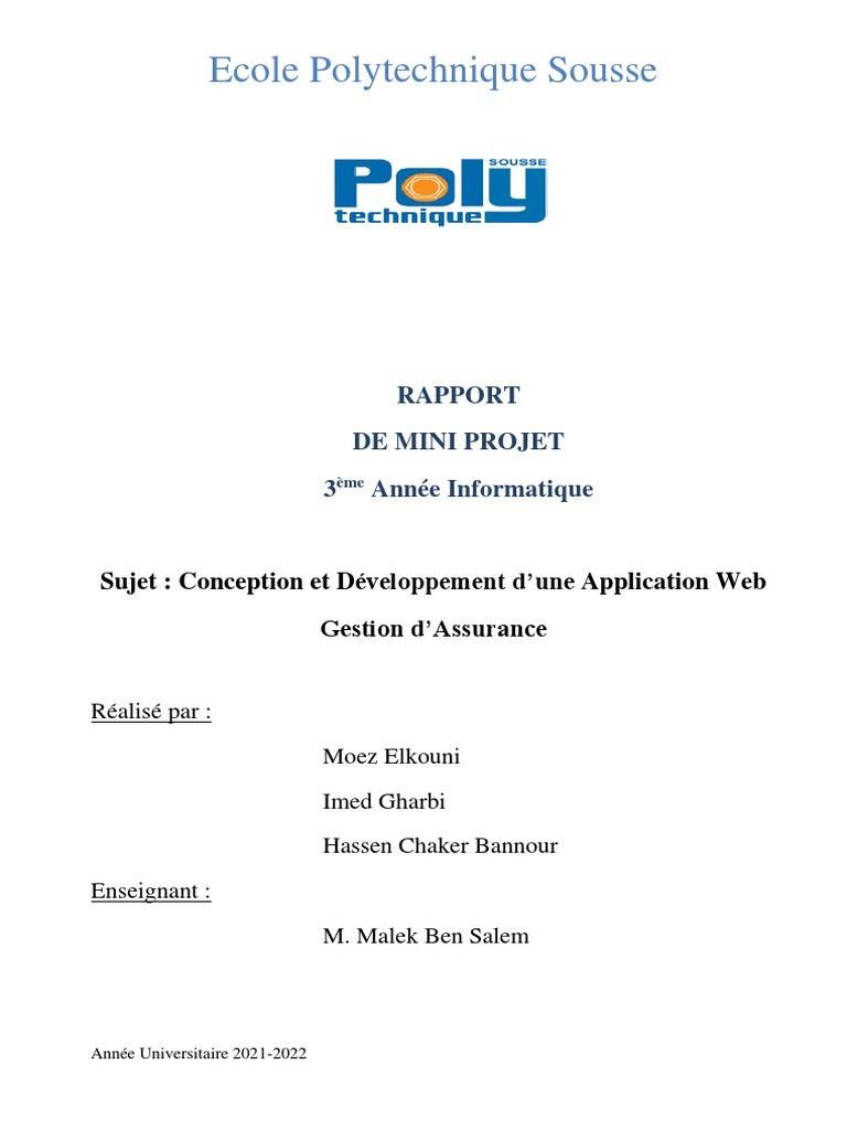 Rapport Mini Projet Polyassurance | PDF