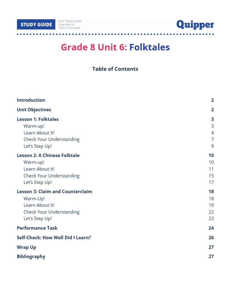 PDF - Grade 8 - Unit 6 - Folktales 3 Topics PDF | PDF | Folklore | Irony