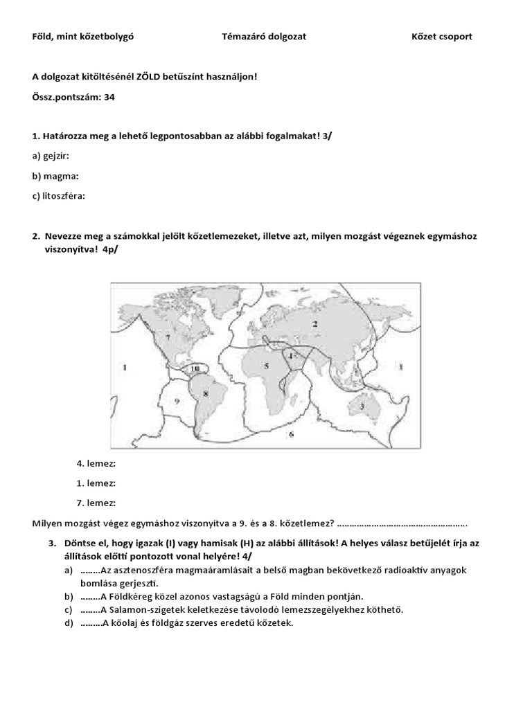 Föld - Kőzetbolygó Tézé B Csoport | PDF