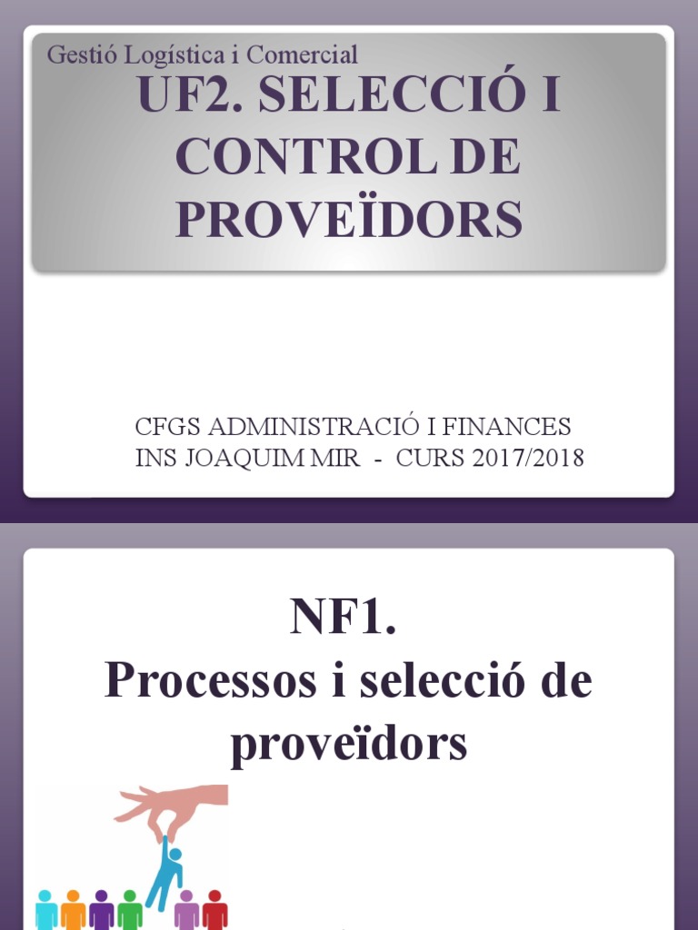 UF2 NF2 Selecció de Proveïdors | PDF