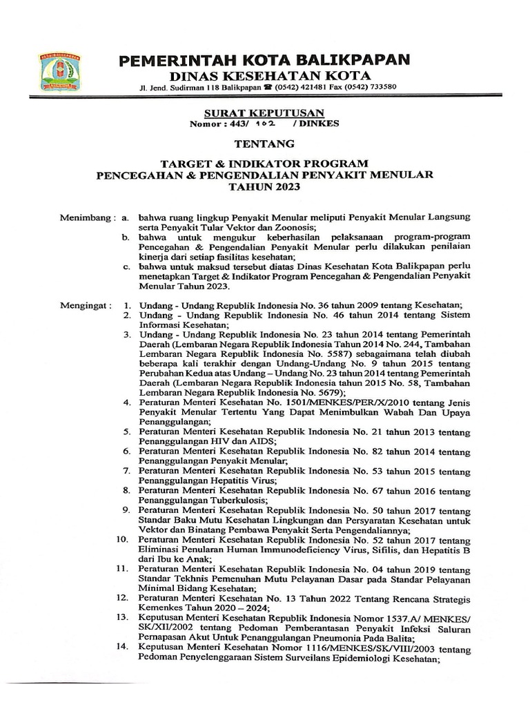 SK Target Indikator P2PM THN 2023 | PDF