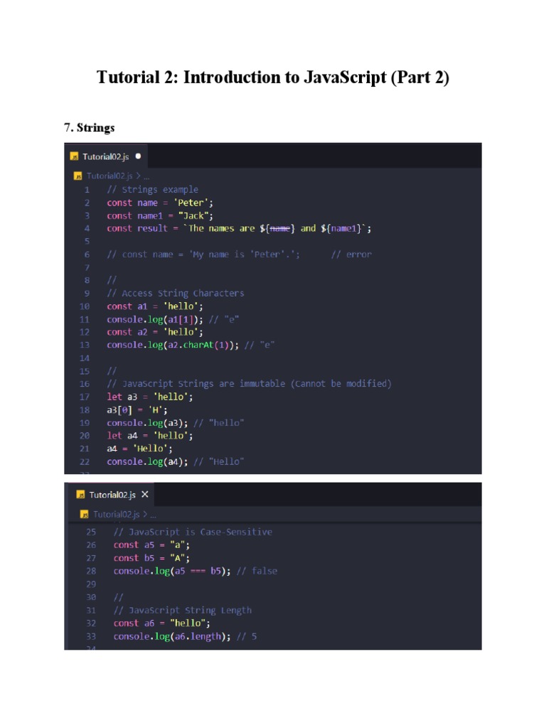 Tutorial 2 - Introduction To JavaScript (Part 2) | PDF | Document Object Model | Java Script