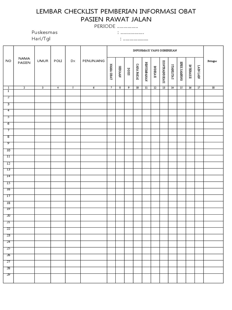 Lembar Checklist Pemberian Informasi Obat Pasien Rawat Jalan | PDF