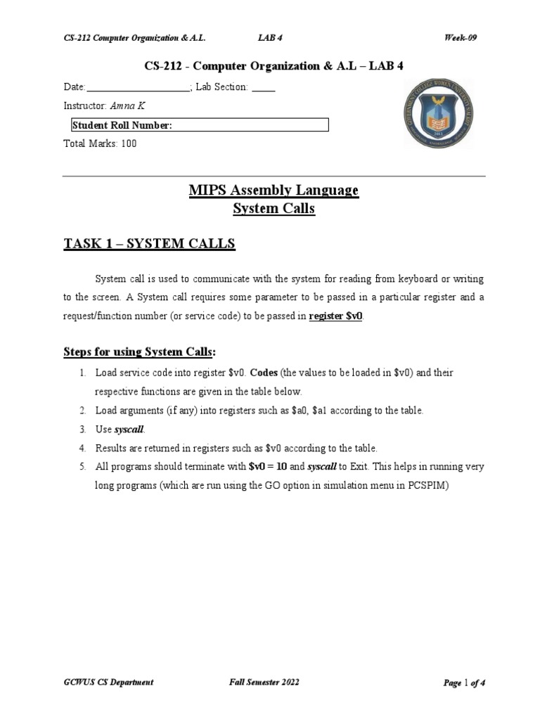 MIPS Assembly Language System Calls | PDF | String (Computer Science) | Software Engineering