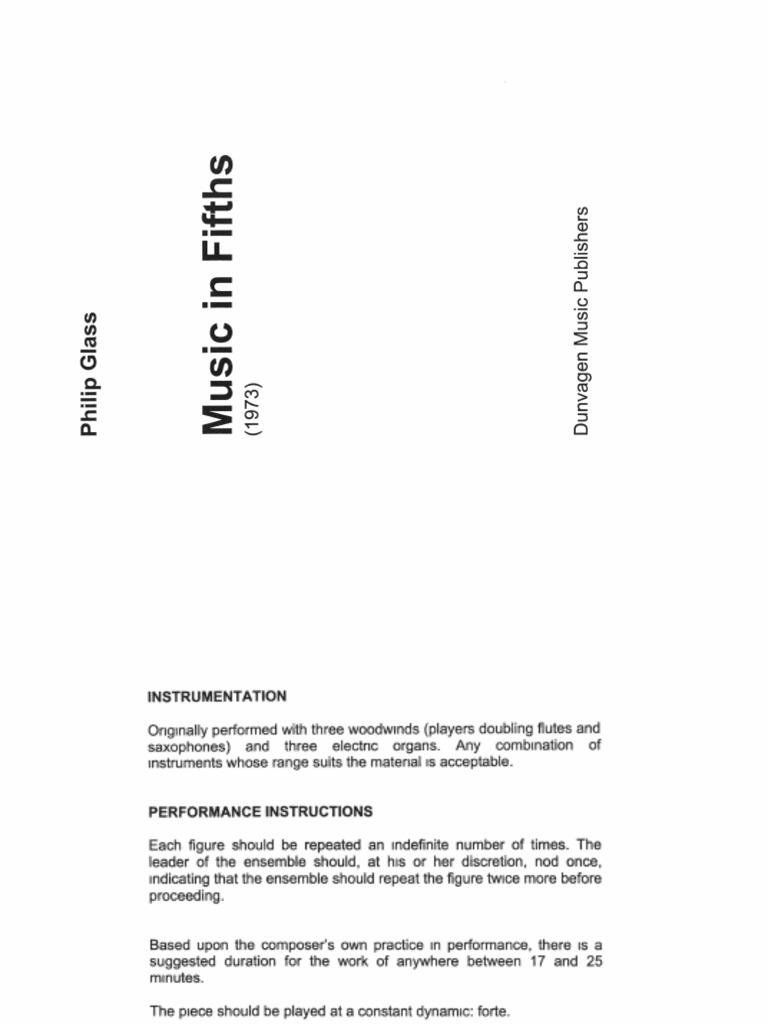 Philip Glass: Music in Fifths Overview | PDF | Woodwind Instruments ...