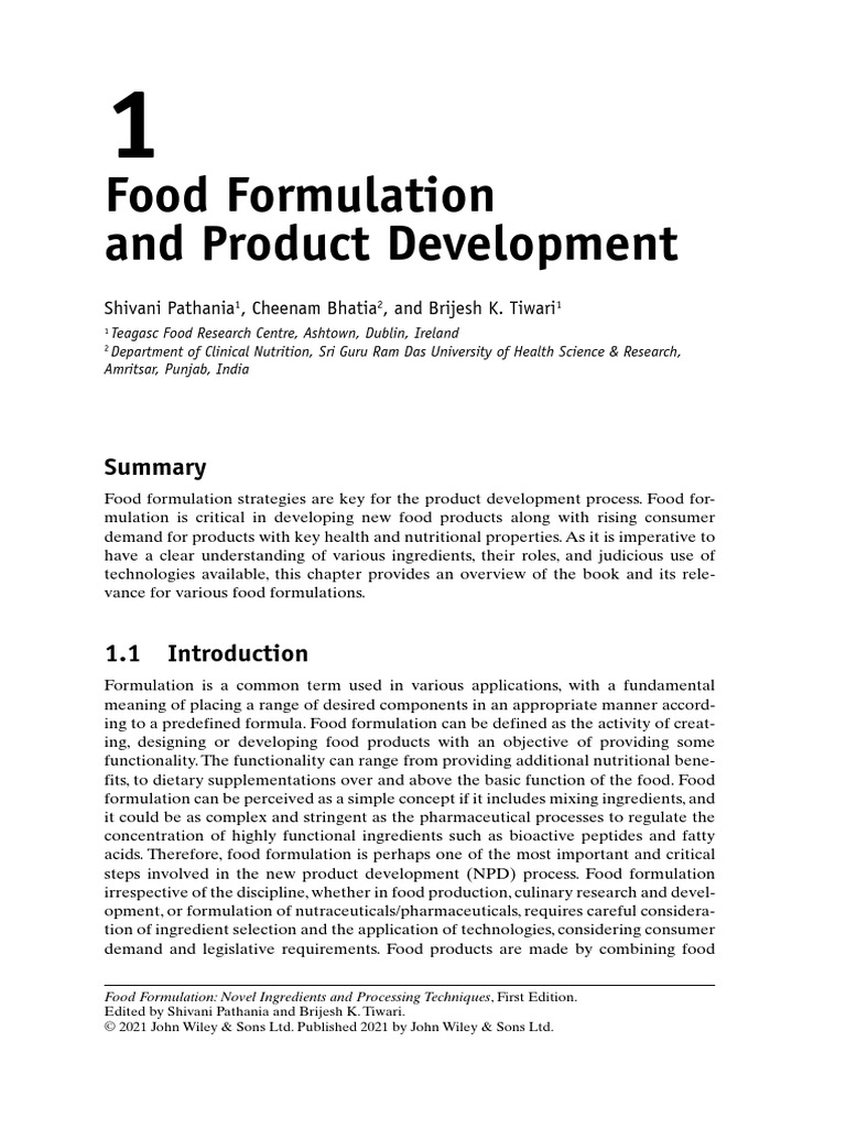Food Formulation - NPD - Pathania2021 | PDF | Foods | Proteins