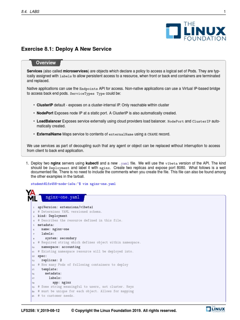 Exercise 8.1: Deploy A New Service: Services | PDF | Port (Computer Networking) | Computer File