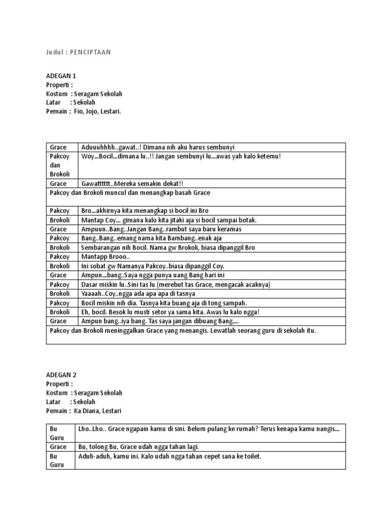 Rev Naskah Drama Penciptaan | PDF
