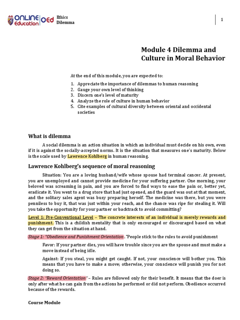 Cultural Ethics and Moral Dilemmas | PDF | Morality | Conscience