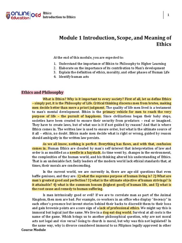Module 1 | PDF | Morality | Human Behavior
