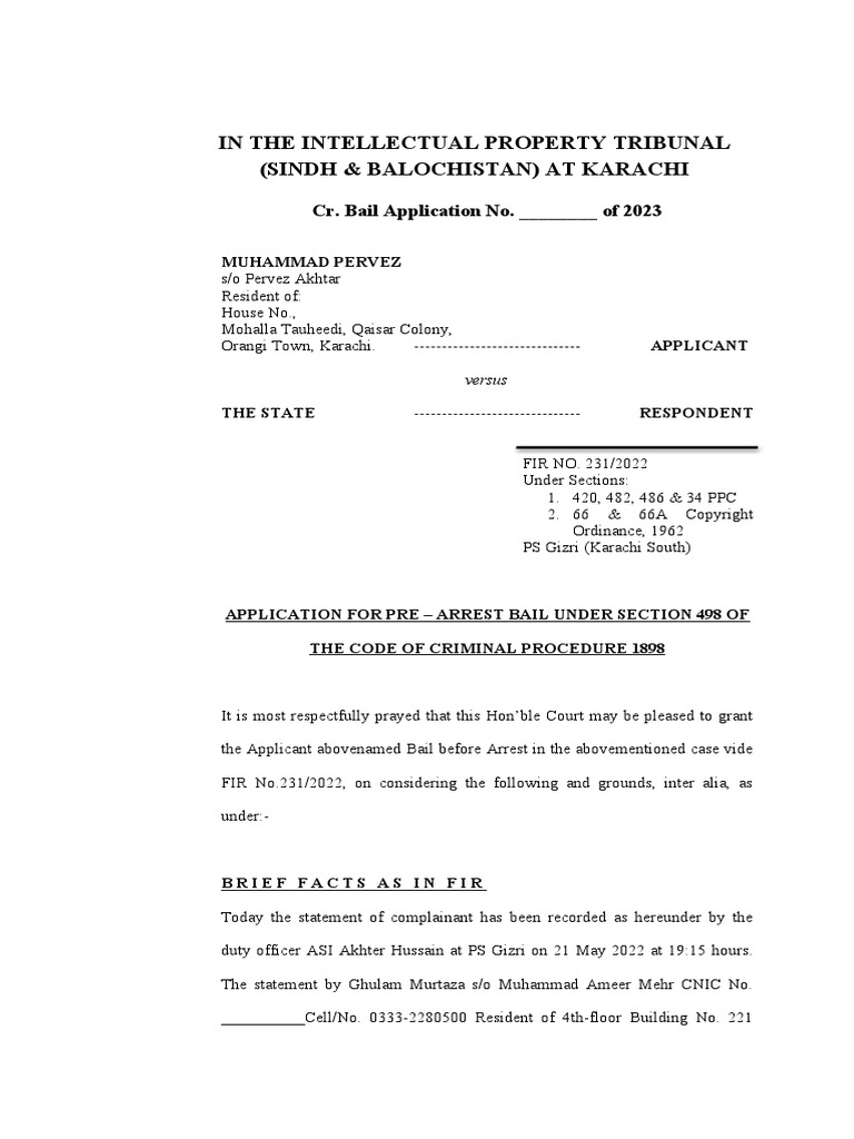 Pre-Arrest Bail & Affidavit | PDF