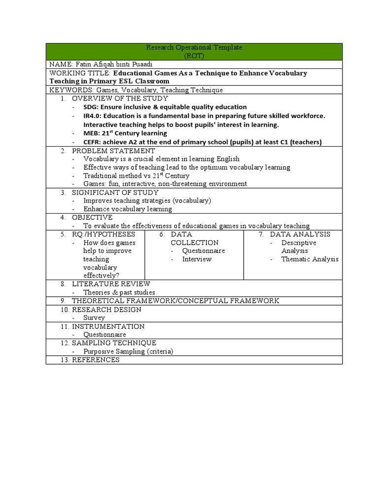 Research Operational Template | PDF