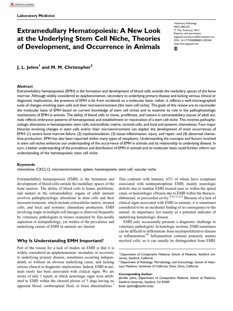 Extramedullary Hematopoiesis - A New Look at The Underlying Stem Cell ...
