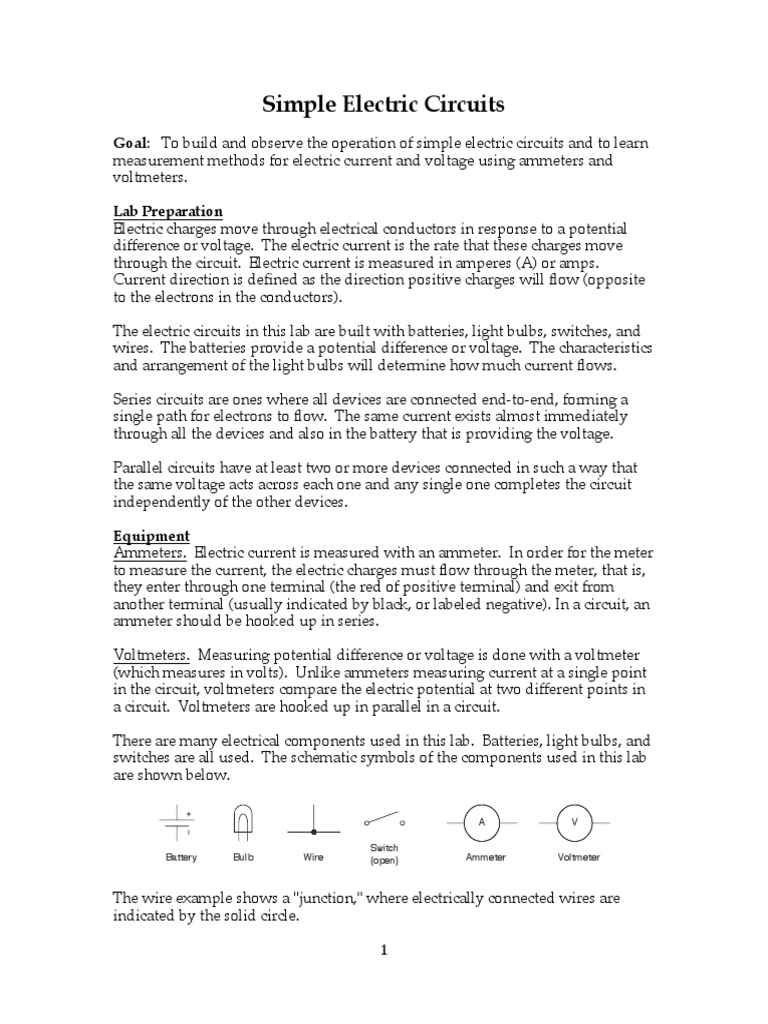 Lab 2 Simple Electric Circuits | PDF | Voltage | Electric Current