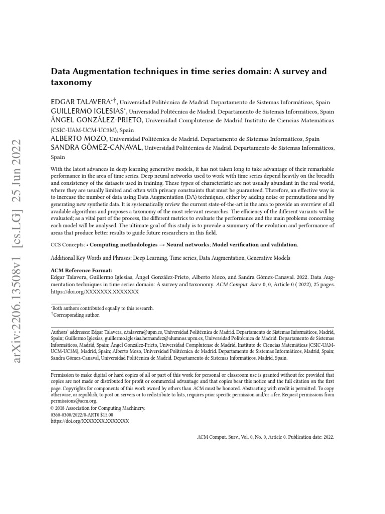 Data Augmentation Techniques In Time Series Domain A Survey And Taxonomy Pdf Machine