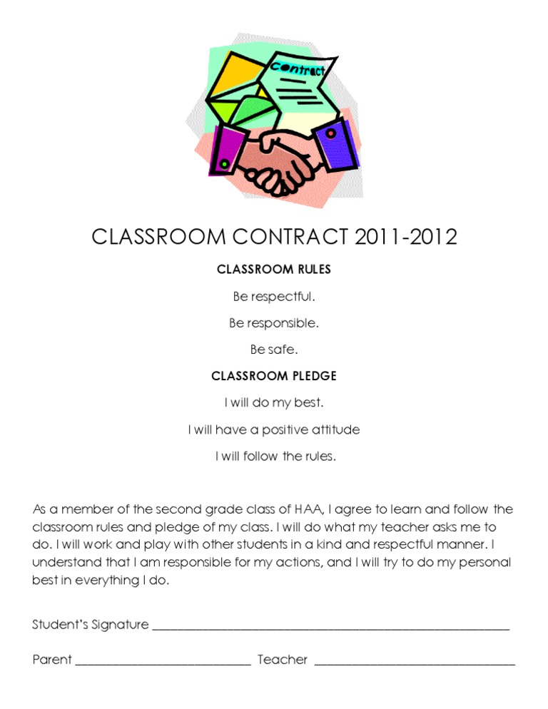 Second Grade Classroom Contract 2011-2012 | PDF | Wellness